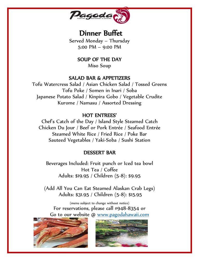 Menu at Pagoda Restaurant & Catering, Honolulu