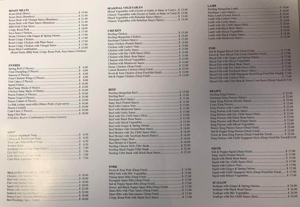 Menu at Penang Noodle House restaurant, Bertram