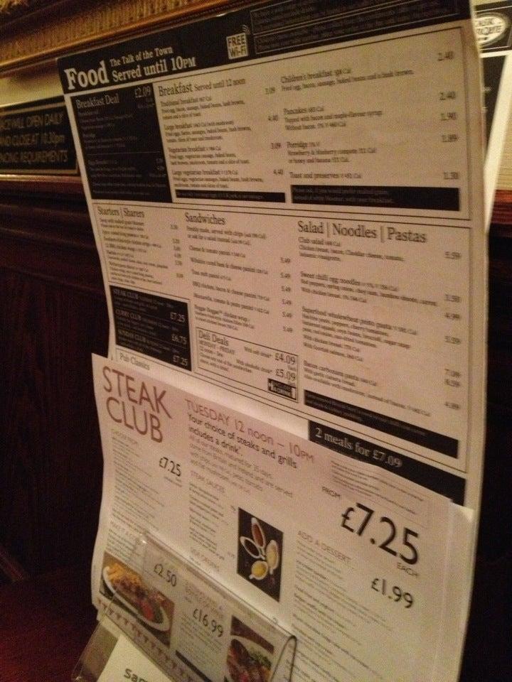Menu at The Talk Of The Town - JD Wetherspoon pub & bar, Paignton