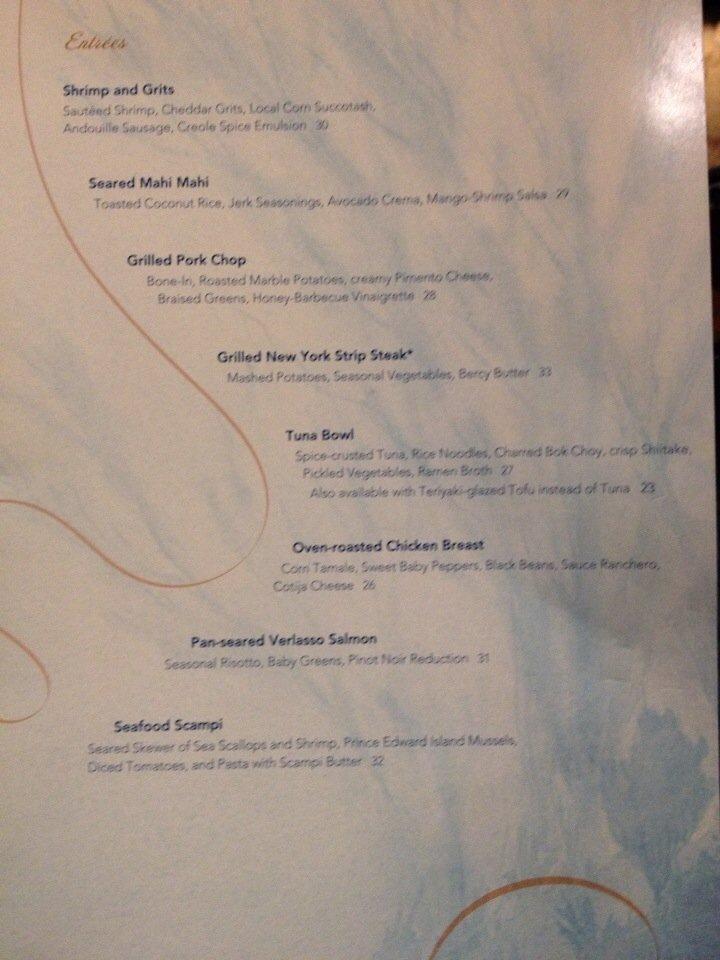 Menu at Coral Reef Restaurant, Orlando
