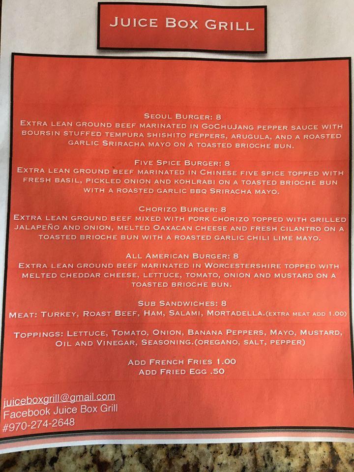 Menu at Ray Ray's Kitchen restaurant, Denver