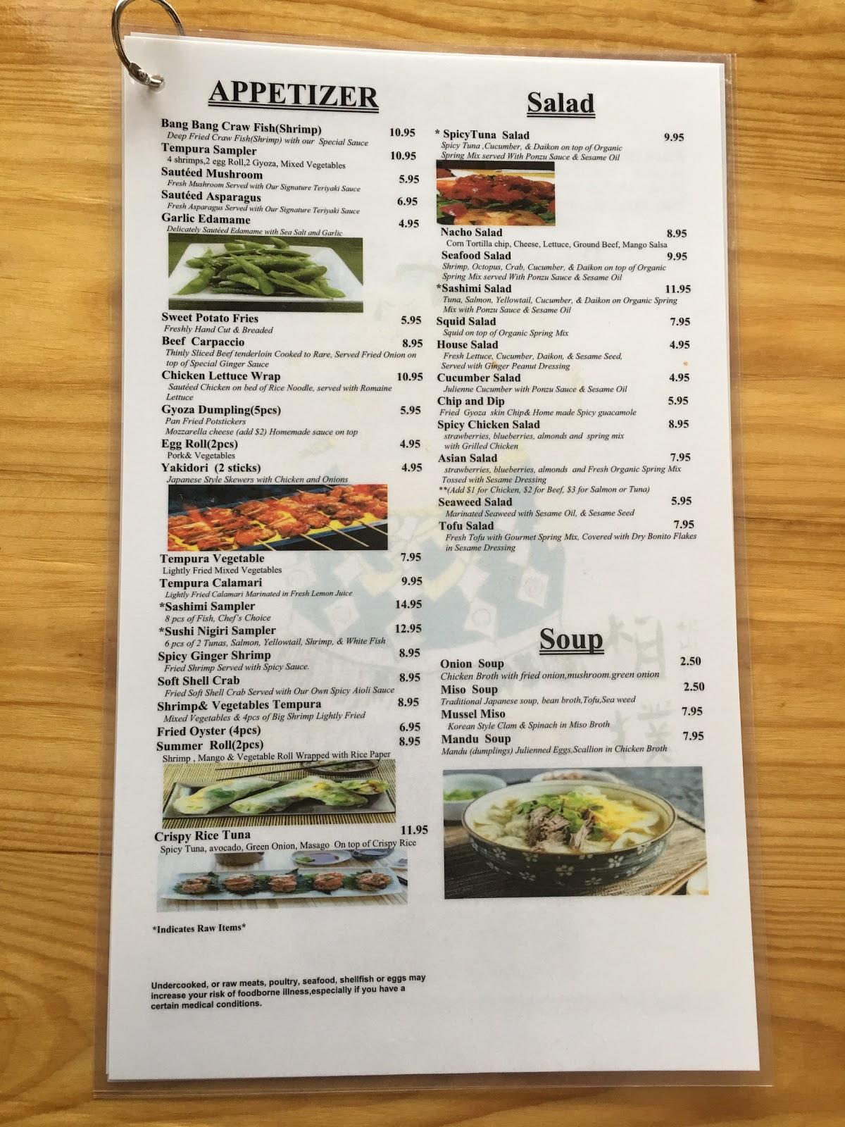 Menu at Sumo Sushi and Steak restaurant, Bryant