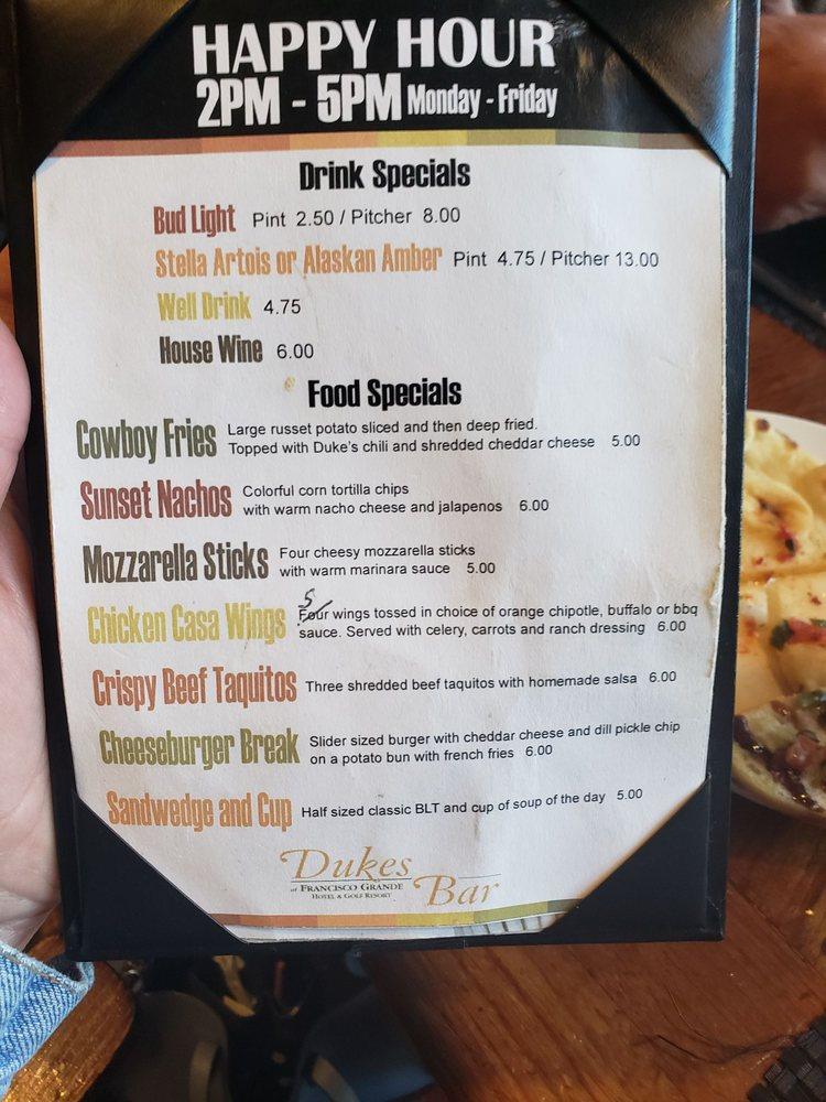 Menu at Duke's Lounge/Legends Restaraunt restaurant, Casa Grande, Gila ...