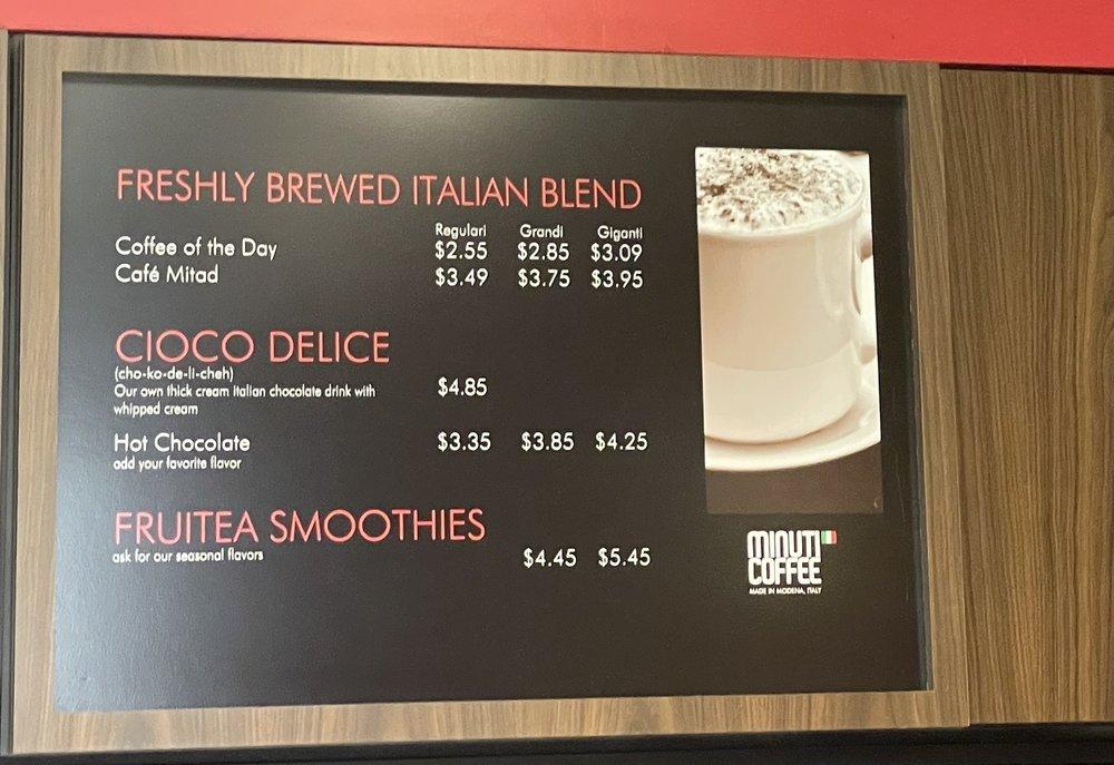 Menu at Minuti Coffee cafe, Sugar Land, Hwy 6