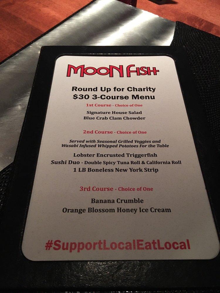Menu at MoonFish restaurant, Orlando