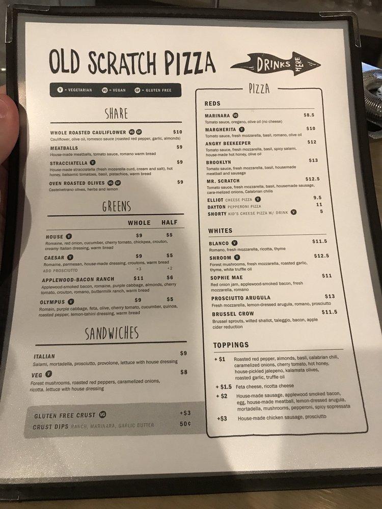Menu at Old Scratch Pizza & Beer pub & bar, Dayton, 812 S Patterson Blvd