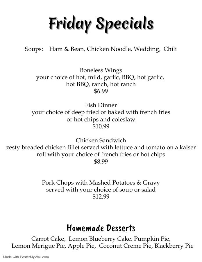 Menu at Rhonda's Emerald Diner restaurant, Hubbard, 825 N Main St