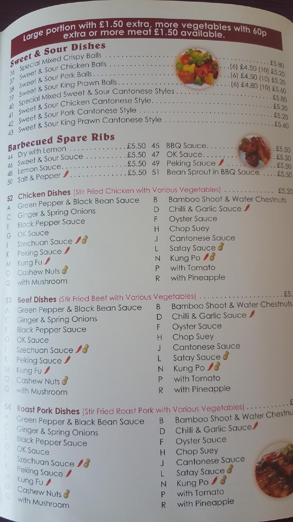 Menu at Simple Chinese restaurant, Birmingham