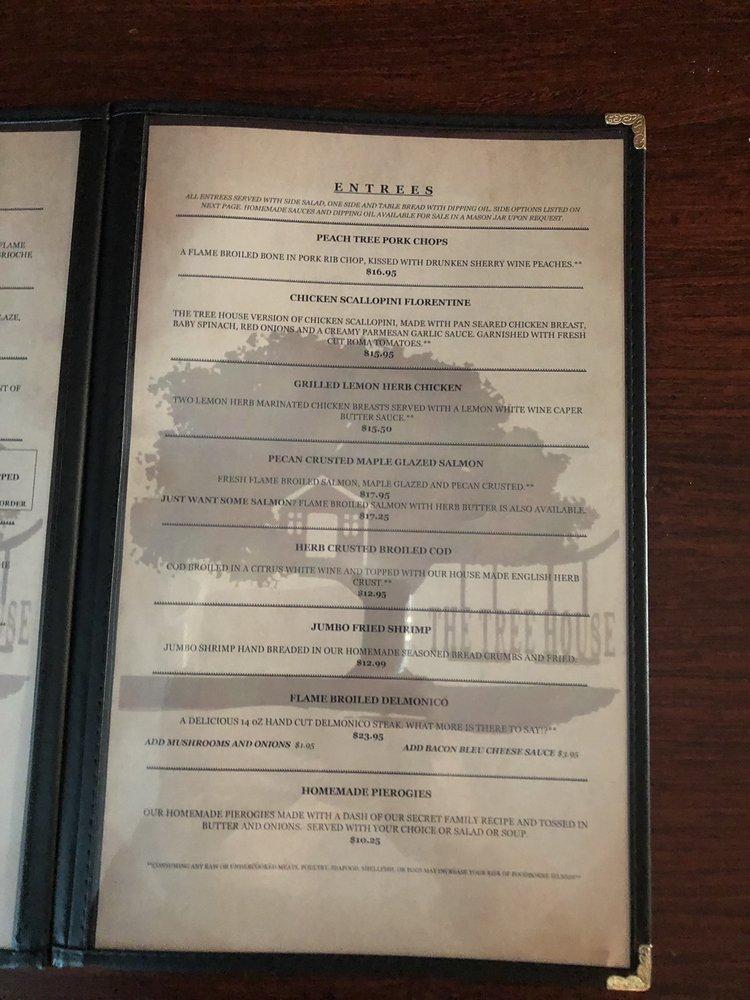 Menu at The Tree House restaurant, Belle Vernon