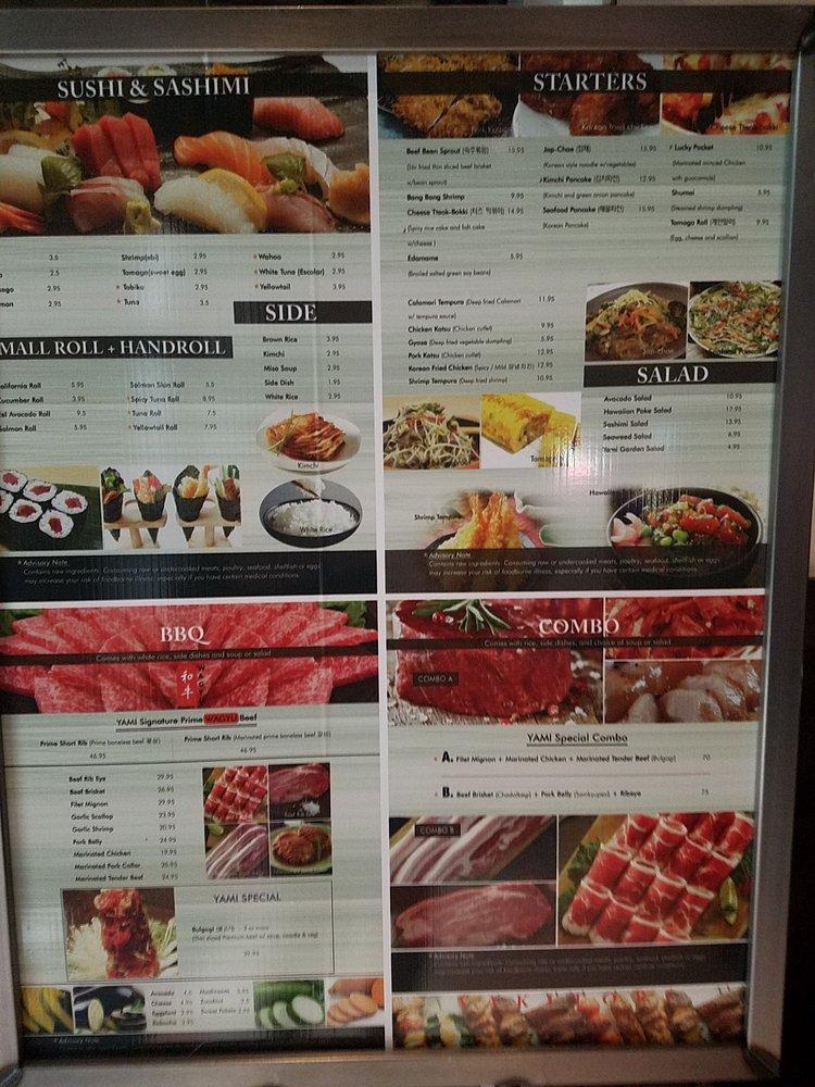 Menu at YAMI Korean & Japanese Restaurant, Boynton Beach