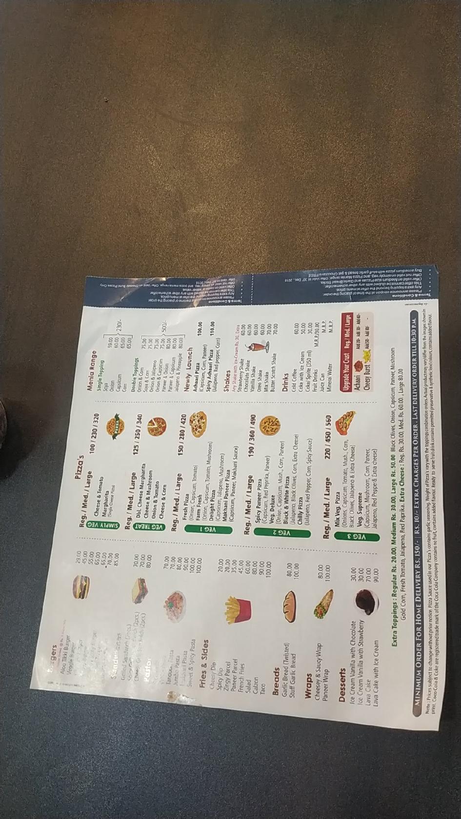 Menu at Hungry Point, Paonta Sahib, ward no. 12