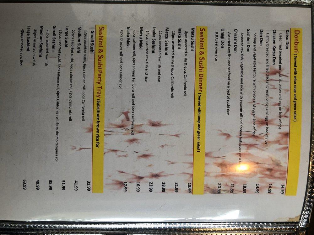 Menu at Inaka Japanese Restaurant, Caledon