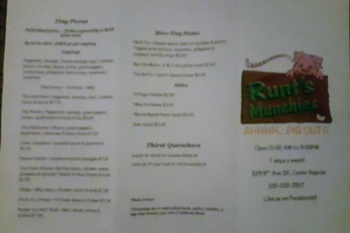 Menu at Runts Munchies LLC. restaurant, Cedar Rapids