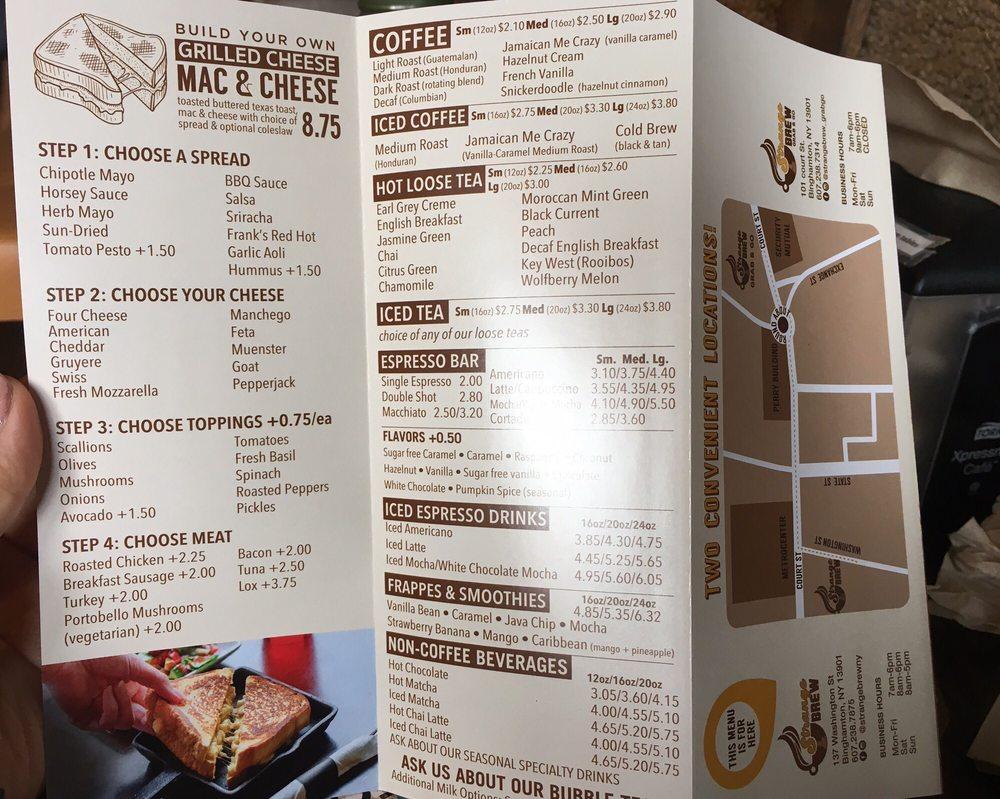 Menu at Strange Brew Cafe, Binghamton, 137 Washington St