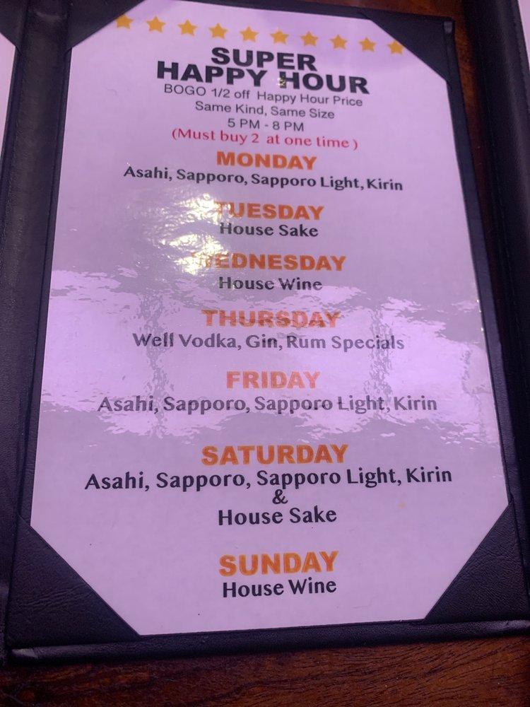 Menu at Z Sushi restaurant, Alhambra