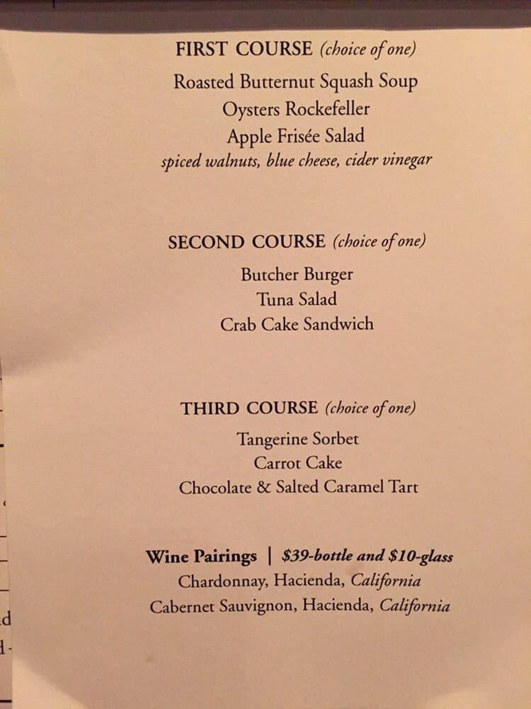 Menu at Butcher and Singer steakhouse, Philadelphia