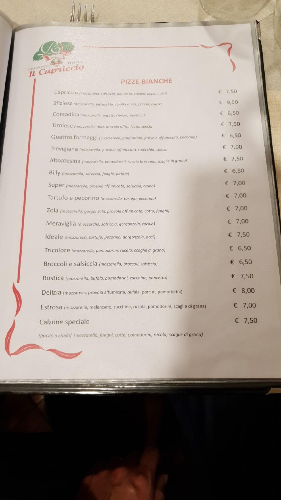Menu da Il Capriccio ristorante, Castel di Sangro
