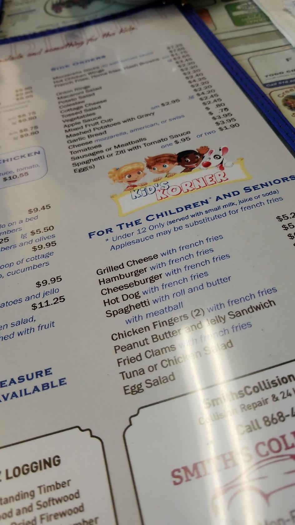 Menu at Middleburgh Diner restaurant, Middleburgh