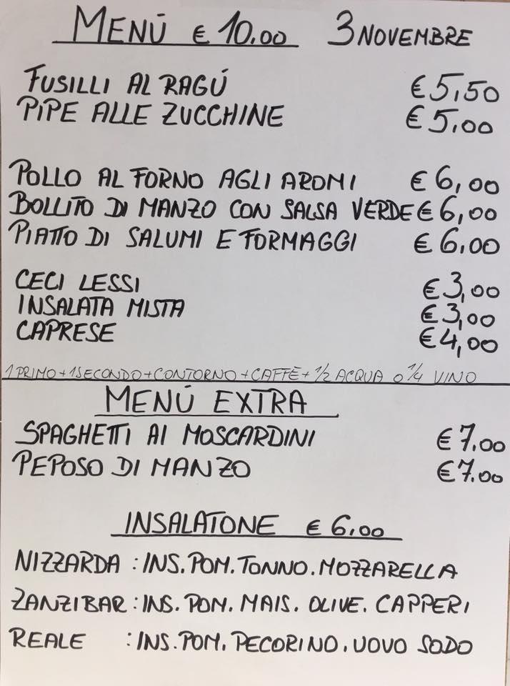 Menu at ZANZIBAR CAFE', Campi Bisenzio