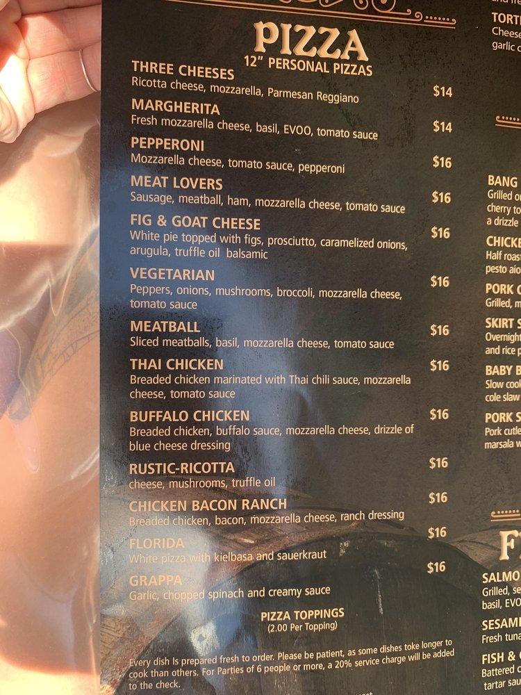 Menu at Barrel 28, Florida