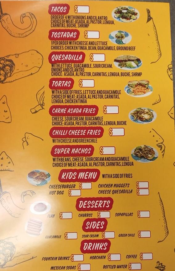 Menu at Del Sol Express 1 restaurant, Lakewood, W Colfax Ave