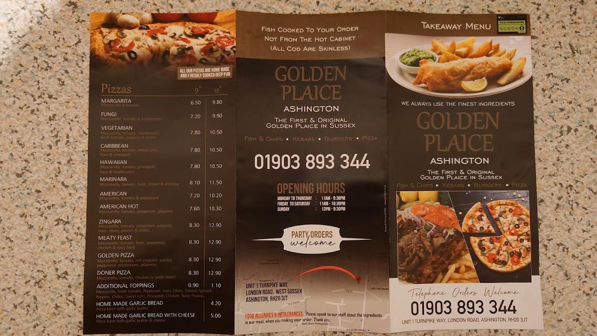 Menu at Golden Plaice restaurant, Storrington