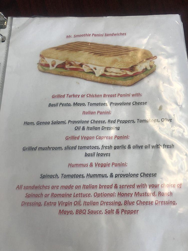 Menu at Mr. Smoothie Juice Bar, Warner Robins