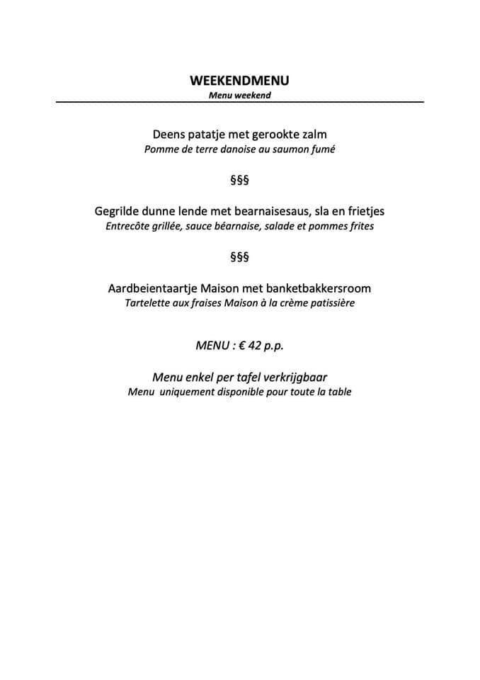 Menu at Restaurant Piccadilly, De Haan, Leopold II-laan 2