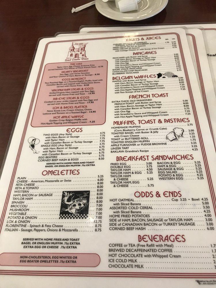 Menu at Sand Castle Diner restaurant, Beachwood