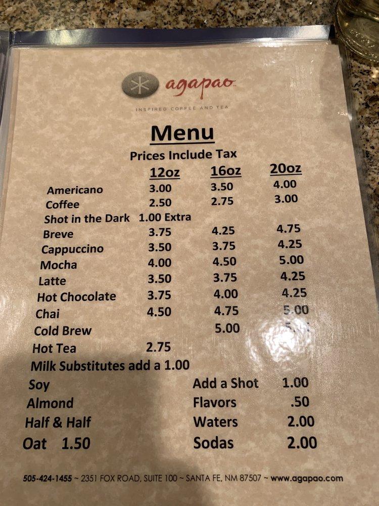 Menu at The Shack By Agapao Coffee & Tea desserts, Santa Fe