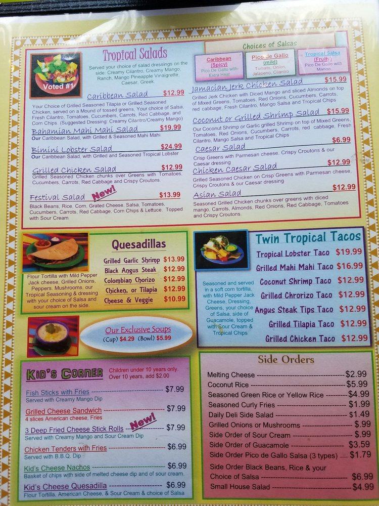 Carta del restaurante The Tropical Grill, Spruce Pine