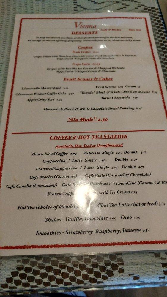 Menu at VIENNA CAFE & BISTRO, Cooper City