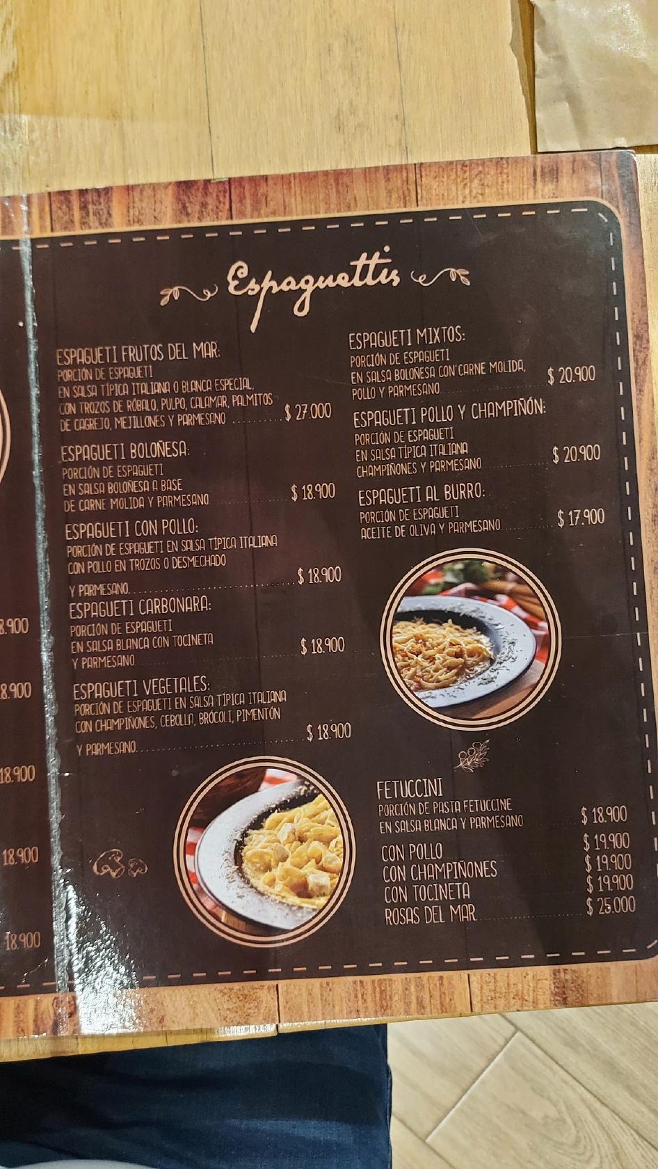 Carta del restaurante Villa Italia (Circunvalar), Pereira, Cra. 13 #6-55