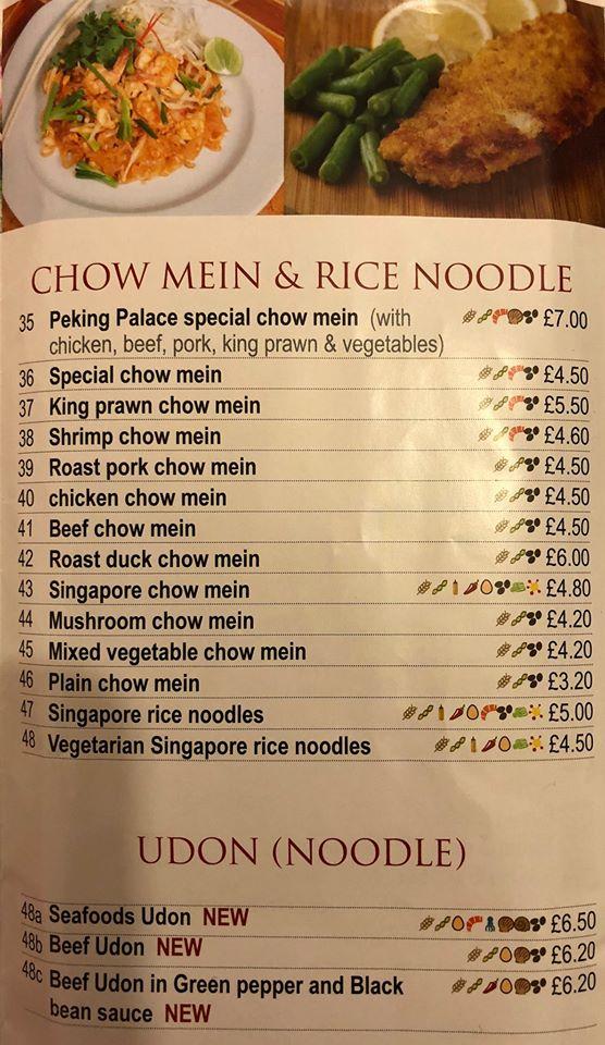 Menu at The Peking Palace fast food, Swanscombe