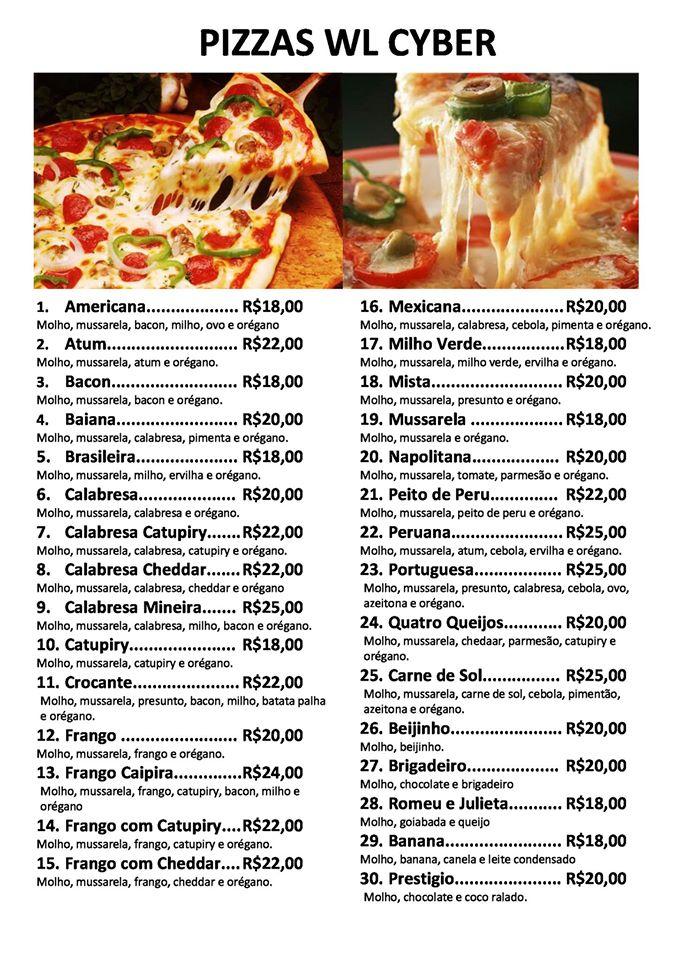 Menu em WL Cyber restaurante, Brasil