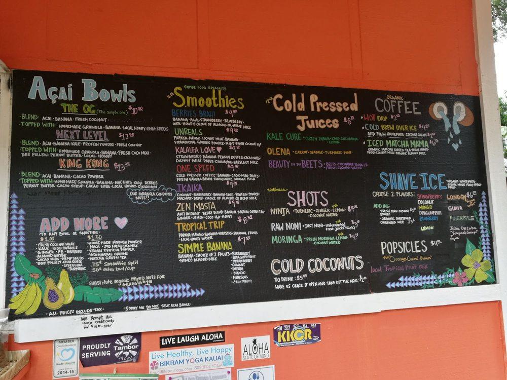 Menu at Kalalea Juice Hale pub & bar, Anahola