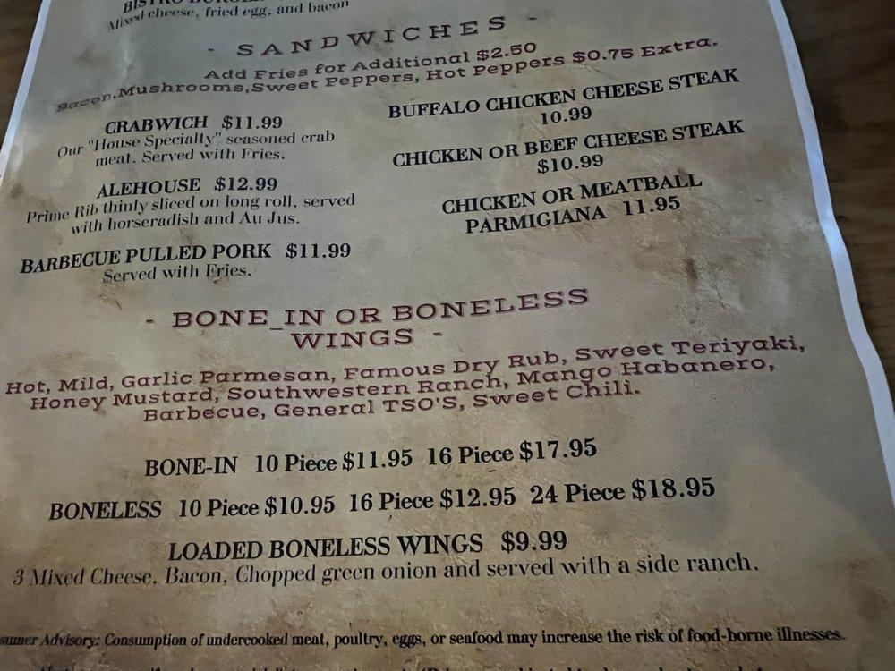 Menu at Washington Grille & Pub, Bechtelsville