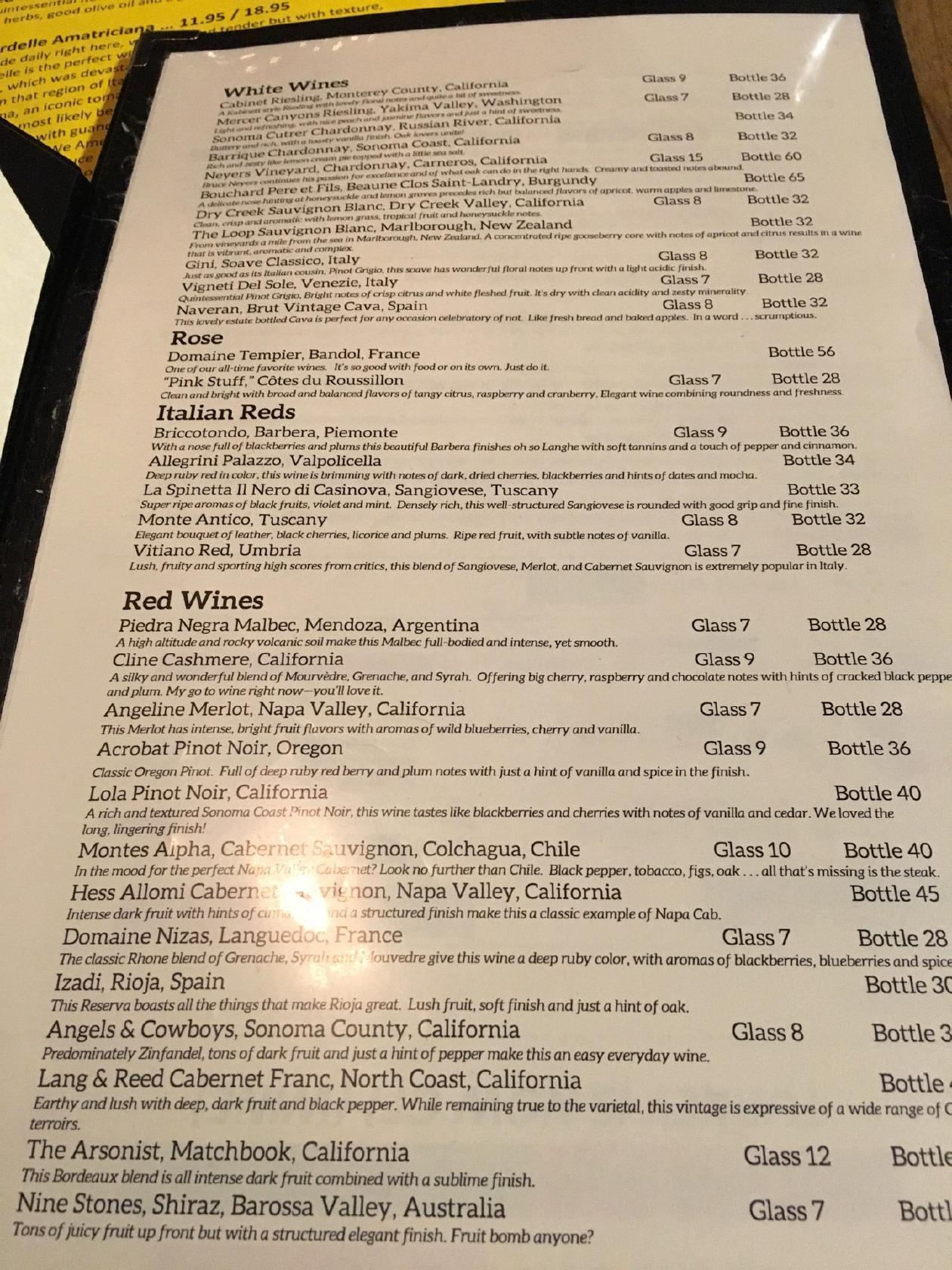 Menu at Wheat Penny Oven and Bar, Dayton