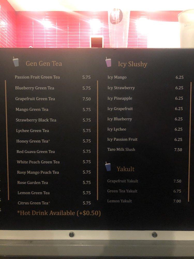 Menu at Boba Gen restaurant, San Francisco