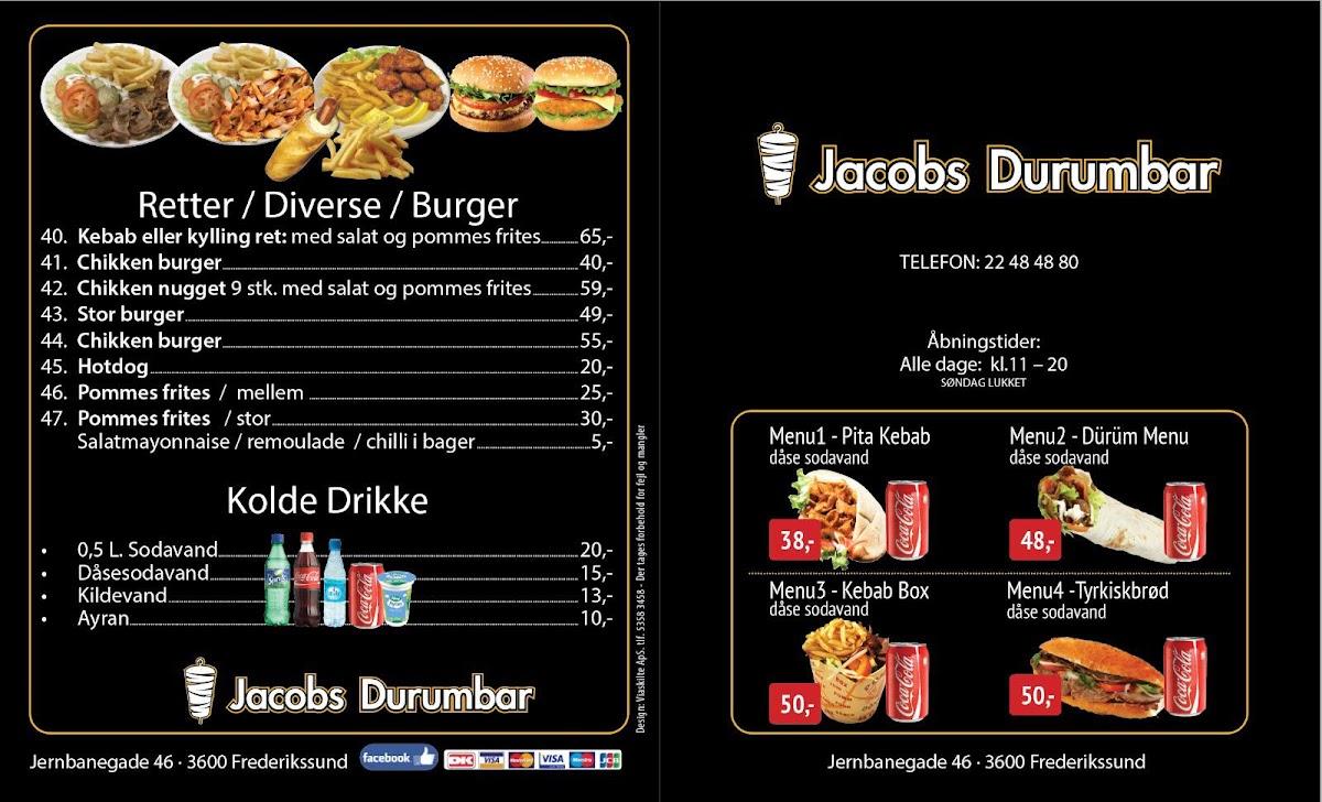 Menu at Jacobs Durumbar Frederikssund, Frederikssund