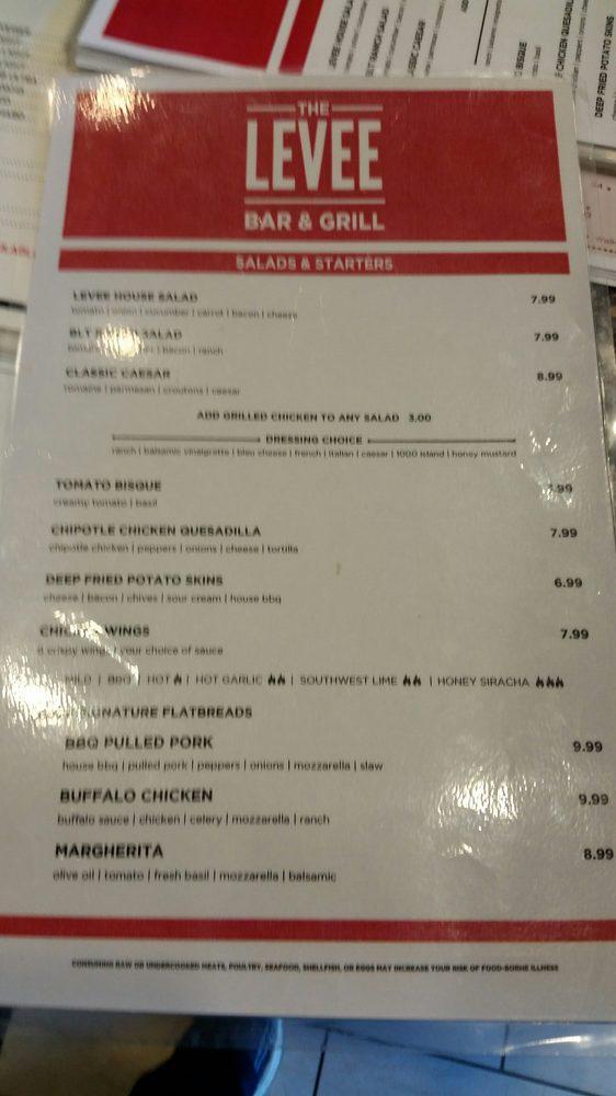 Menu at Levee Bar and Grill, Lawrenceburg, 51 Walnut St