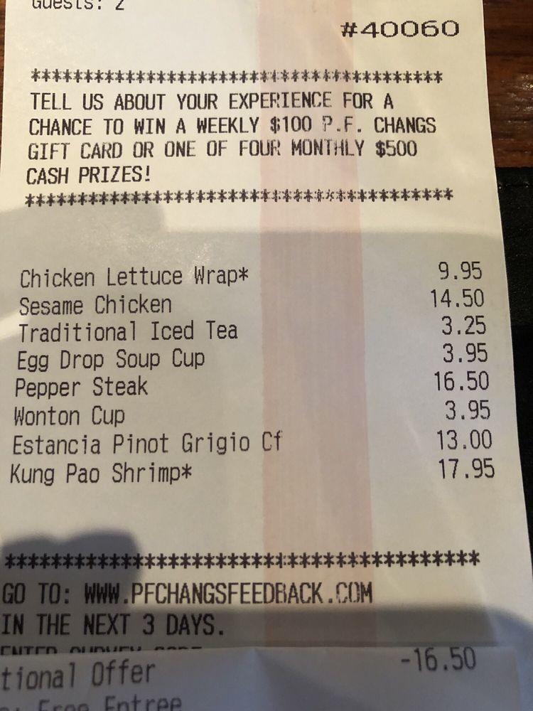 Menu at P.F. Chang's restaurant, Raleigh, Glenwood Ave #2089