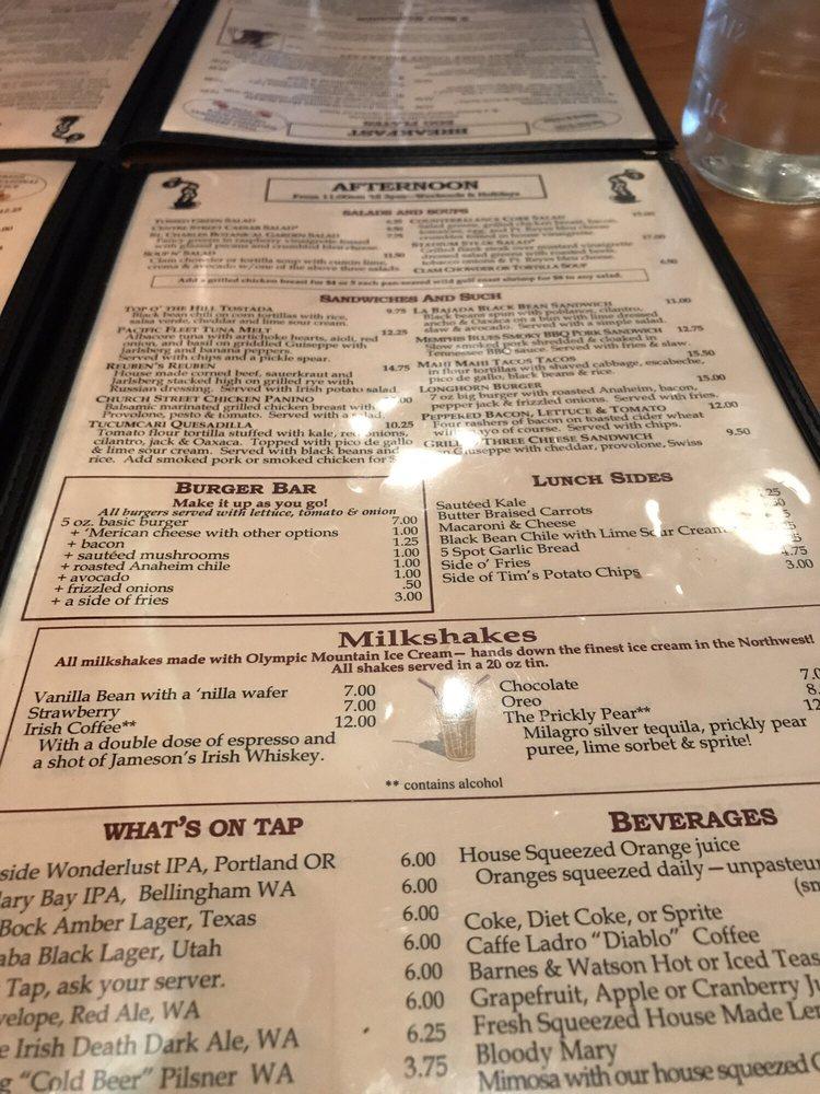 Menu at 5 Spot restaurant, Seattle