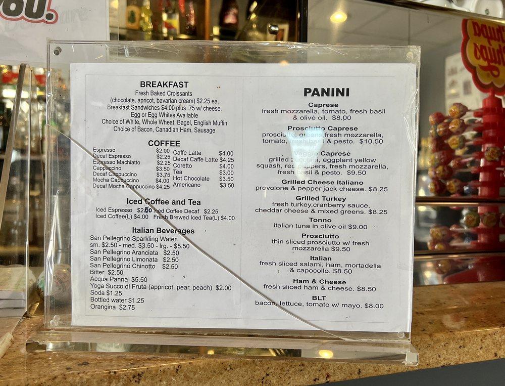 Menu at Café del Mare cafe, Medford