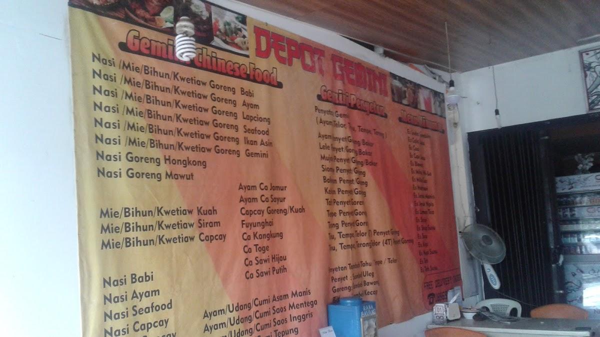 Menu at Depot Gemini restaurant, Wedoro