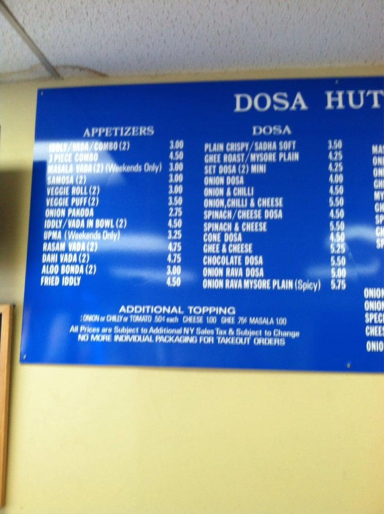 Menu at Dosa Hutt restaurant, New York City, Bowne St
