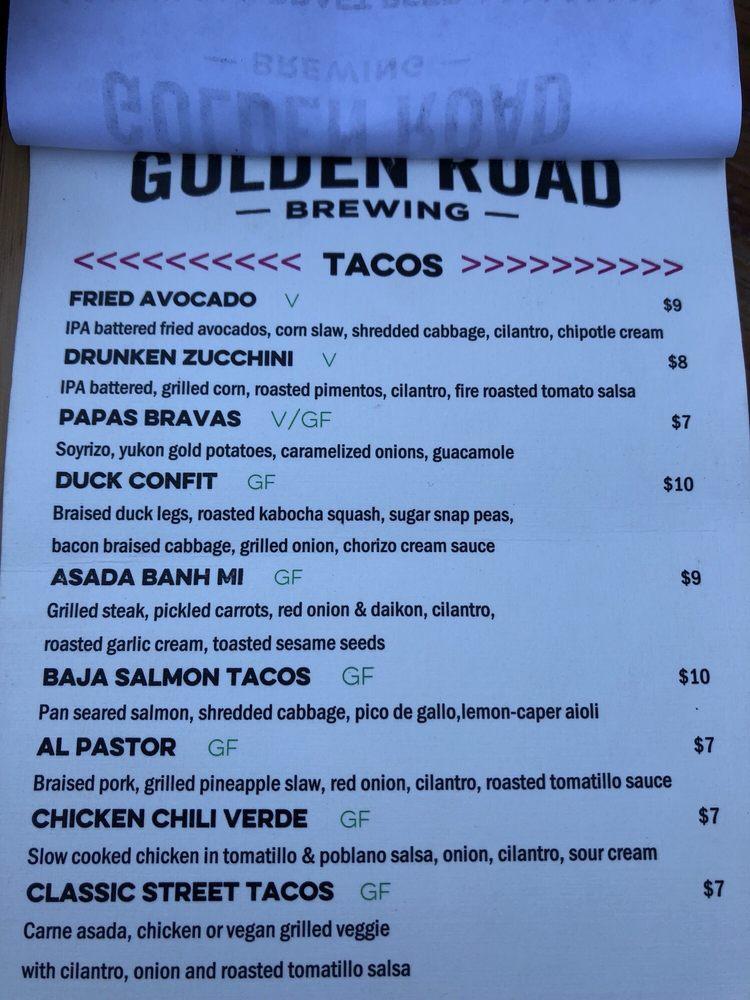 Carta del pub y bar Golden Road Brewing Sacramento, Sacramento