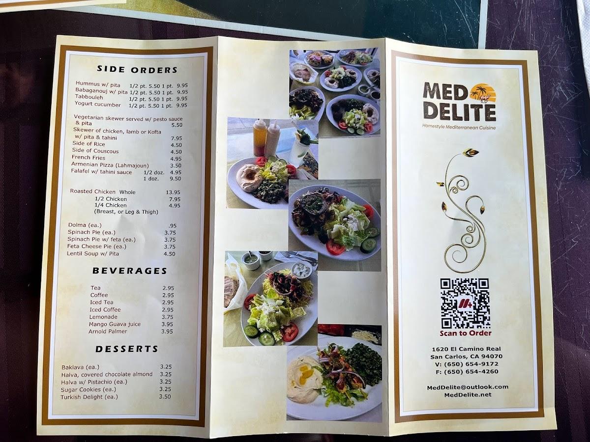 Menu at Mediterranean Delite restaurant, San Carlos
