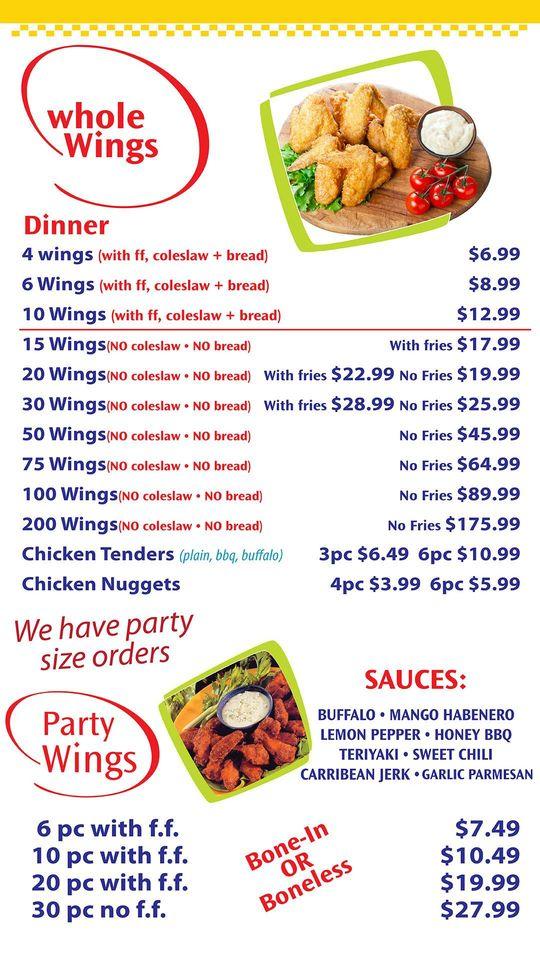 Menu at Pappy's restaurant, Brooklyn Center