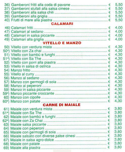 Menu at Rosticceria d'Oriente restaurant, Rome